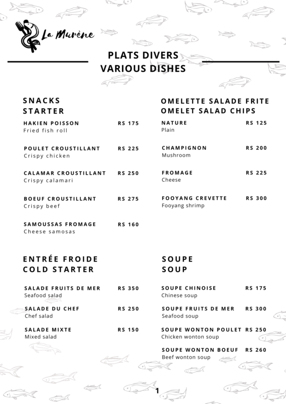 Menu – Restaurant La Murène - Albion